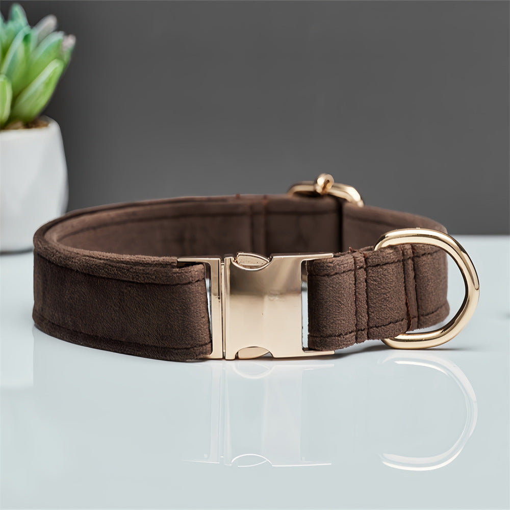 Dark Brown Durable Dog Collar with Metal Buckle – Adjustable Nylon Pet ...