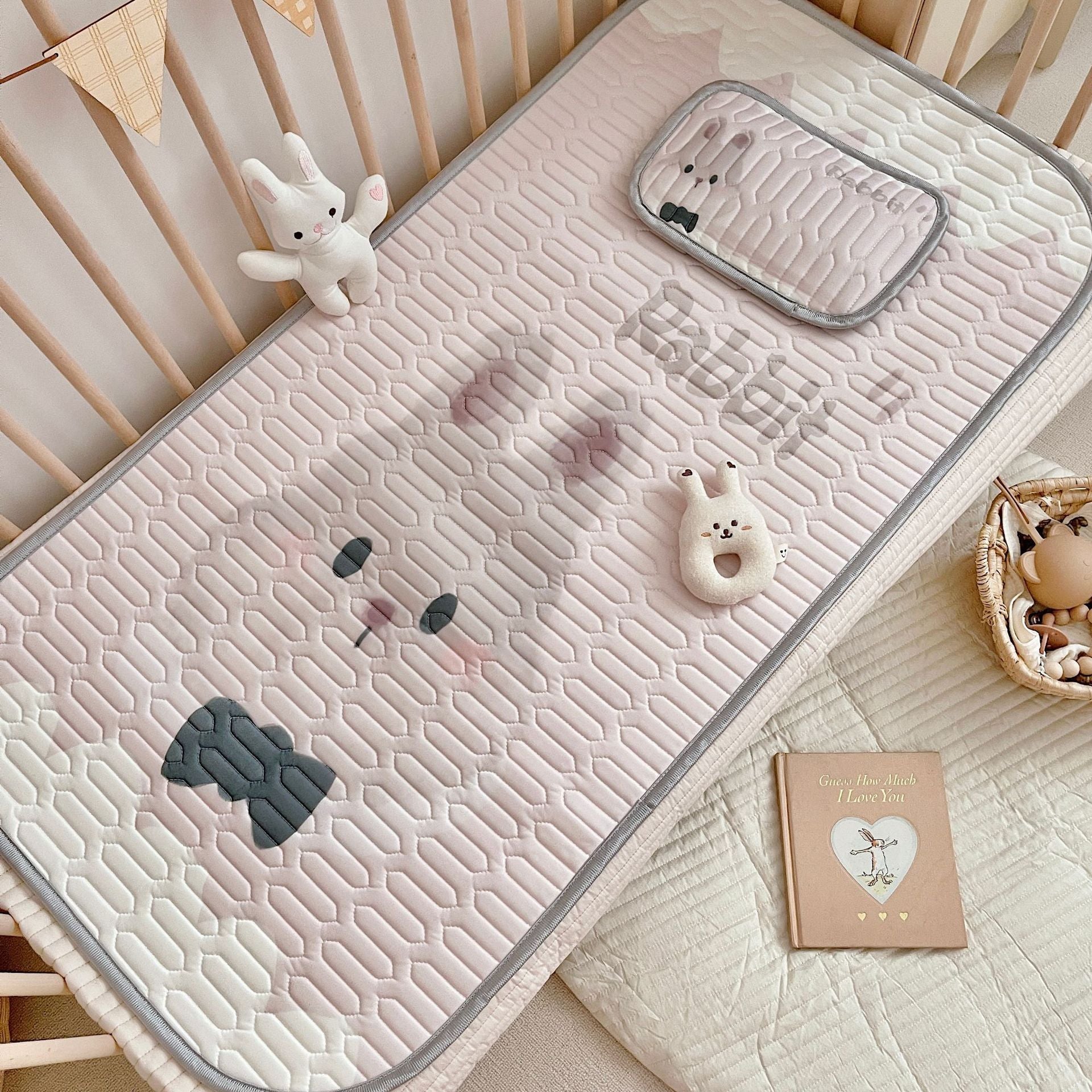 Rabbit Pattern 2 Piece Set Kids Cooling Pad Set - 60x120cm Cartoon Lat ...